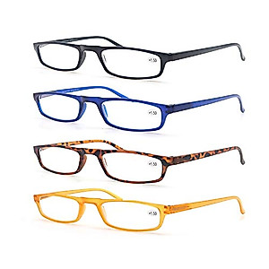 MODFANS Reading Glasses +2.0-4 Pairs Fashion Readers Narrow Frame Spring Hinge for Men Women