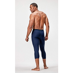 DEVOPS 2 Pack Men's 3/4 Compression Pants Athletic Leggings (X-Large, Black/Navy)