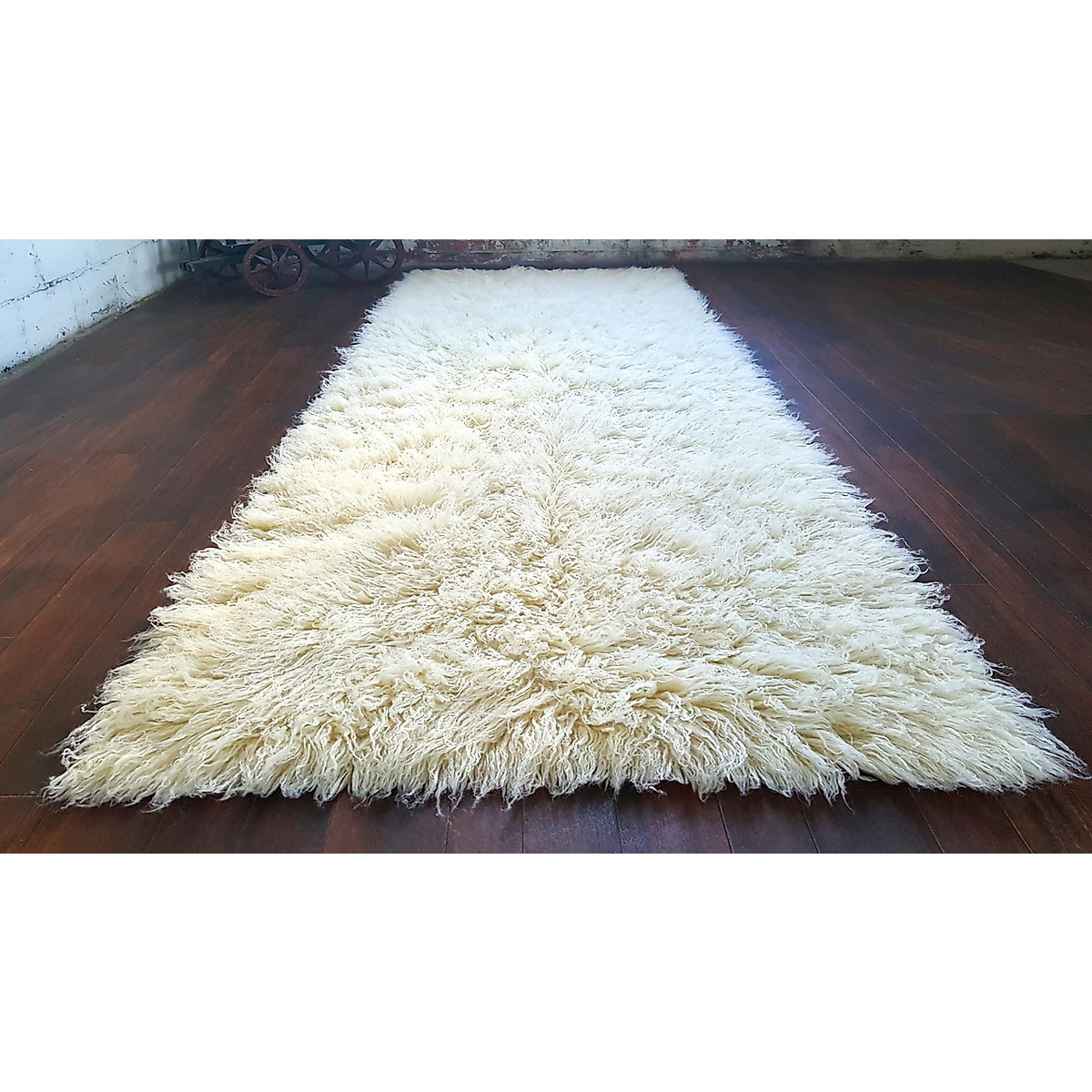 Stylish Super Thick Flokati Rugs. Long 3.5” Organic Wool Pile. Shaggy Natural Wool Area Rug. (3' x 5')