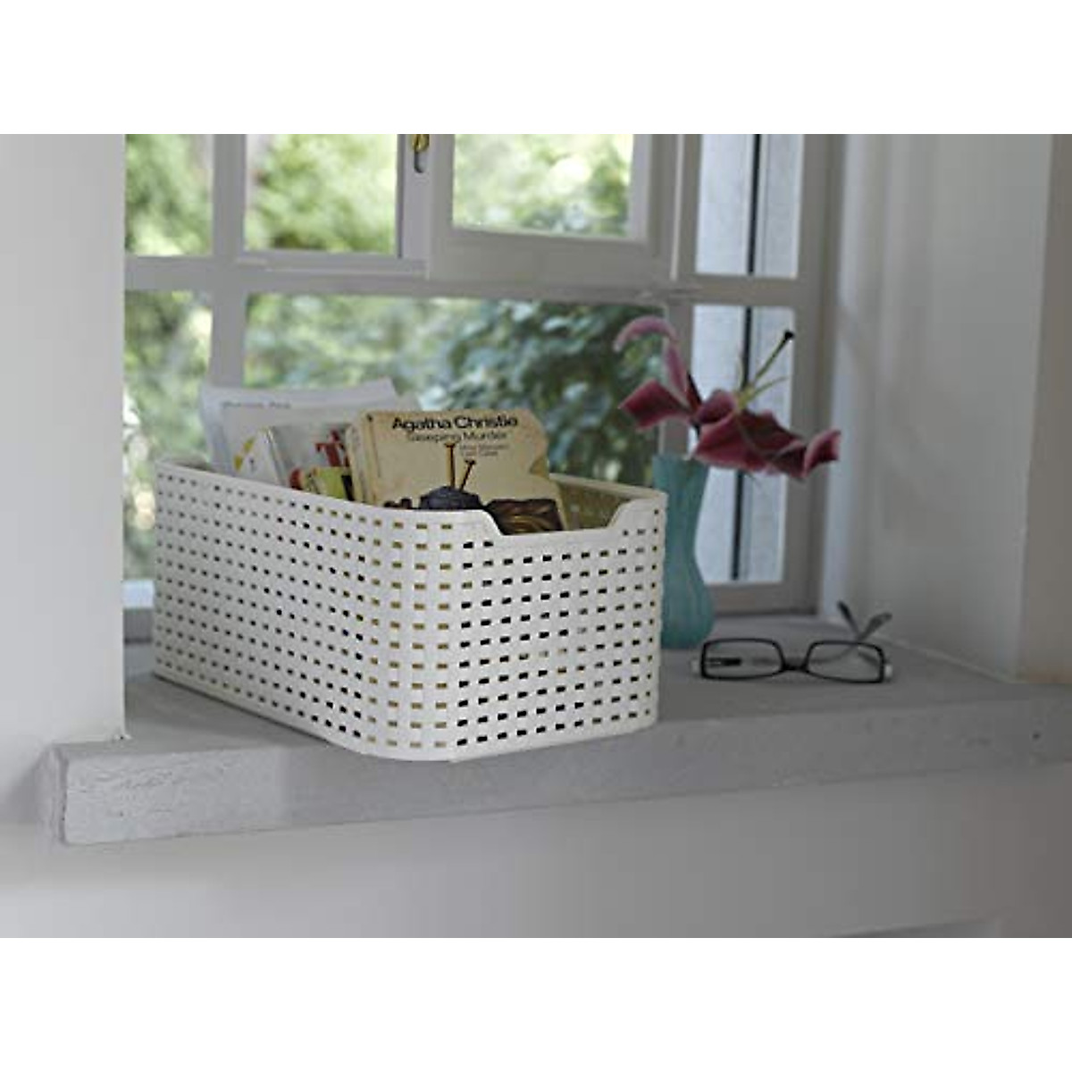 Curver Style Small Rectangular Storage Basket, Vintage White, 6 Litre