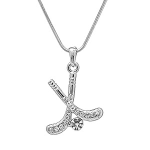 Spinningdaisy Crystal Field Hockey Stick with Ball Necklace
