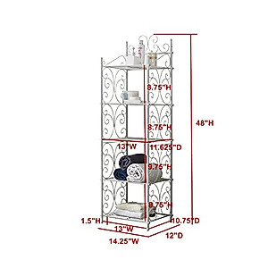 Kings Brand Furniture - 5 Tier Bathroom Storage Shelf Unit, Free-Standing Metal Rack Shelving for Kitchen, Living Room, Hallway, White