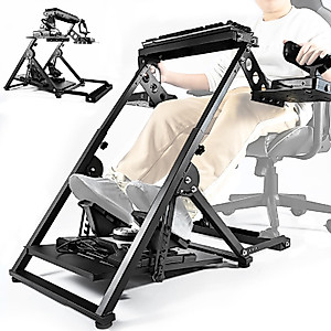Dardoo G920 X Type Flight Racing Simulator Cockpit Frame Fit for Logitech/Thrustmaster G25 G27 G29 G923 T128X T248 T300 T458,Foldable Adjustable Driving Wheel Stand,No Wheel,Pedal,Handbrake & Shifter