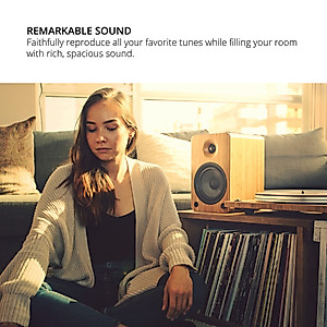 Kanto YU6BAMBOO Powered Bookshelf Speakers with Bluetooth and Phono Preamp | Pair | Bamboo