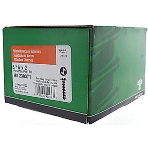 The Hillman Group 230371 Truss Head One-Way Lag Screw, 5/16-Inch X 2-Inch, 50-Pack, Black