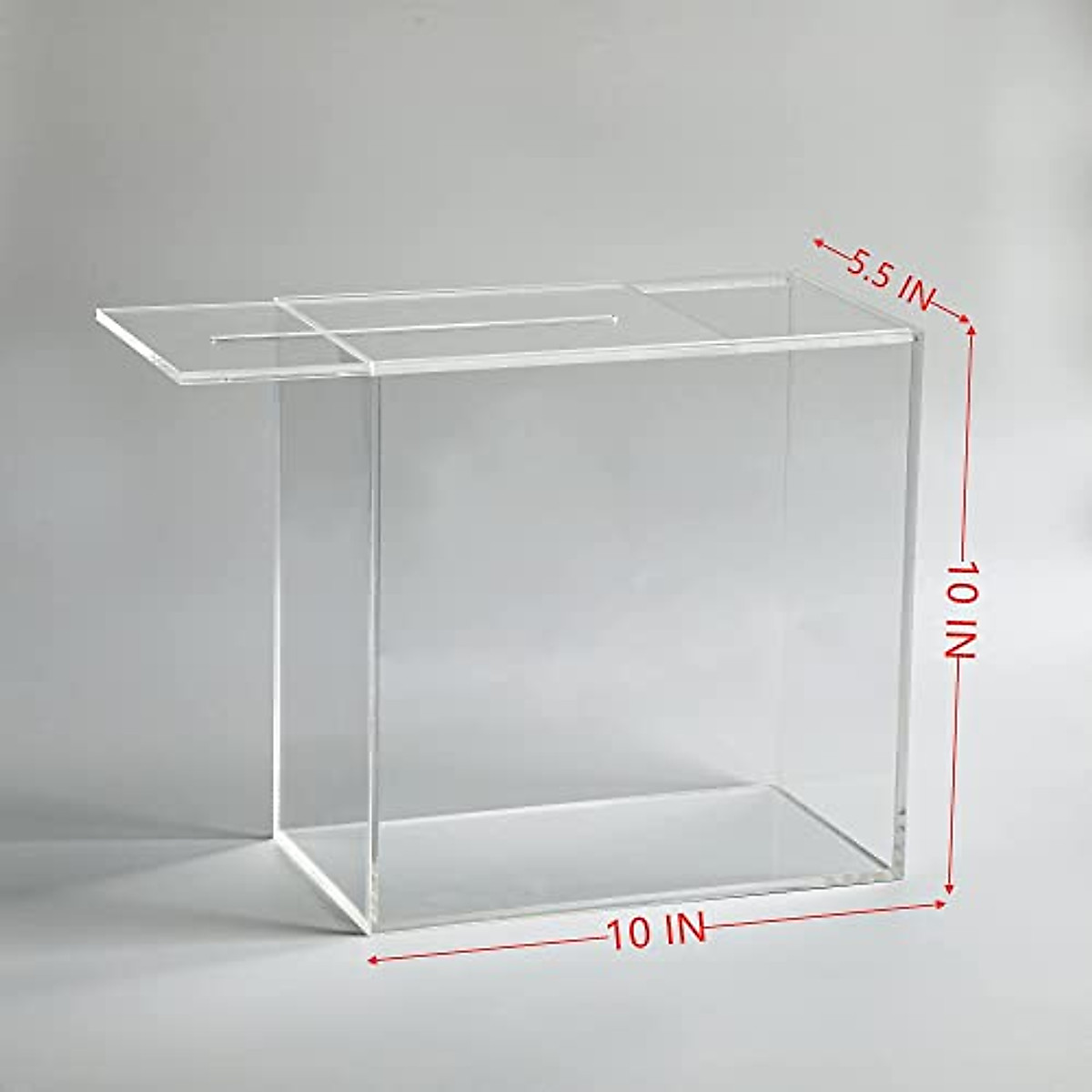 WHSLILR 10” Acrylic Card Box - Wedding Card Box for Reception, Birthday, Party, Money Box, Wishing Well, Graduation Party, Elegant Large Clear Card Box-ACB001-WZ