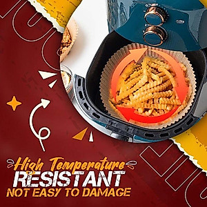 HJCC Air Fryer Disposable Paper Liner,100PCS Inside Diameter 6.3''Outer Diameter 7.9''Non-Stick Air Fryer Liners Round, Oil-proof, Water-Proof, for Air Fryer Baking Roasting Microwave (100, A)