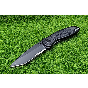 KERSHAW Black Tanto 40% Serrated Blur w/Black Anodized Aluminum Handle