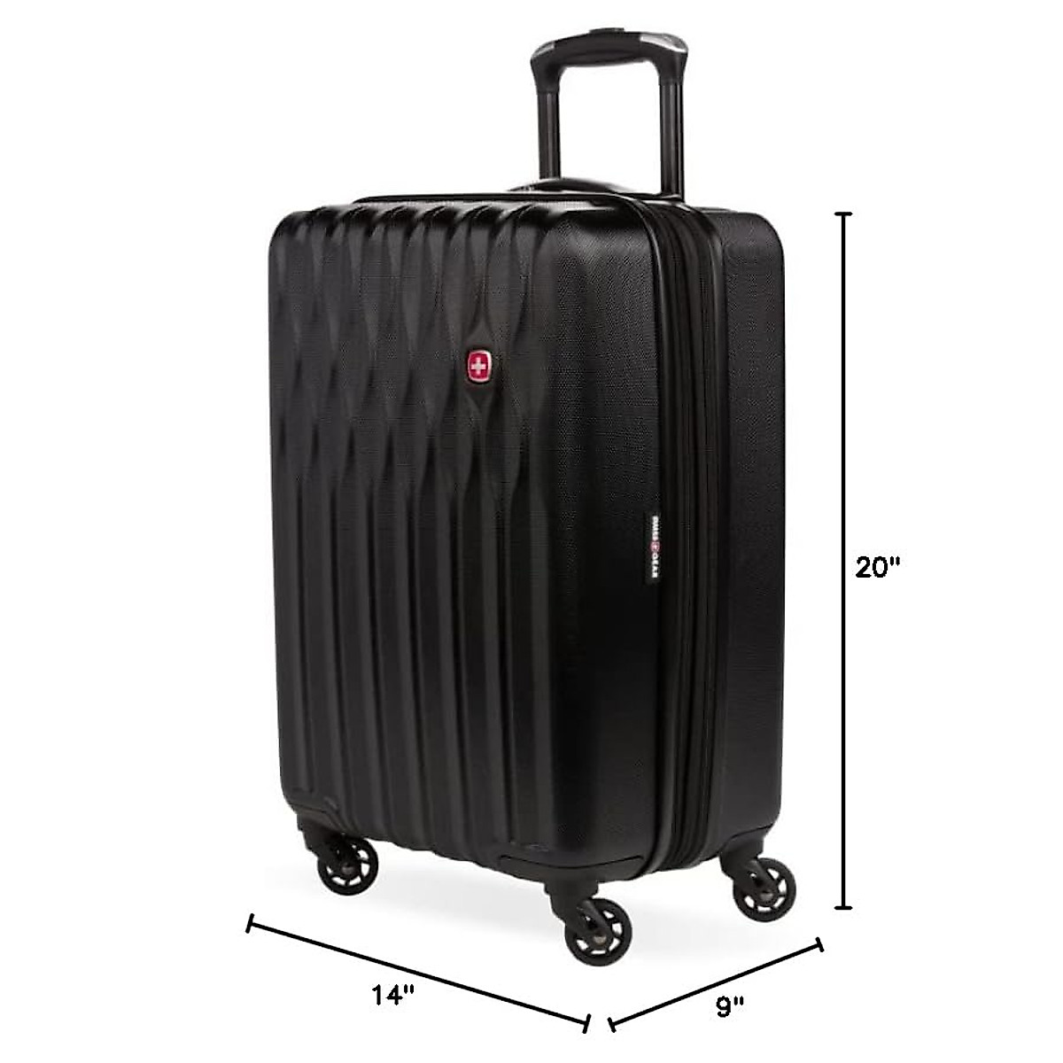 SwissGear 8018 Hardside Expandable Luggage with Spinner Wheels, Black, Carry-On 20-Inch