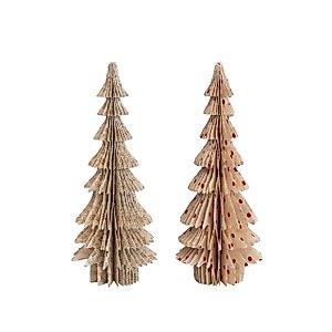 Creative Co-Op Paper Tree with Floral Pattern, Set of 2 Colors Figures and Figurines, Multi