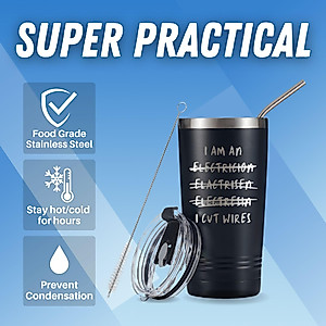 Onebttl Electrician Gifts Tumbler Travel Coffee Mug, for Dad, Husband, Father's Day, Birthday, Stainless Steel Insulated 20oz/590ml - I Cut Wires