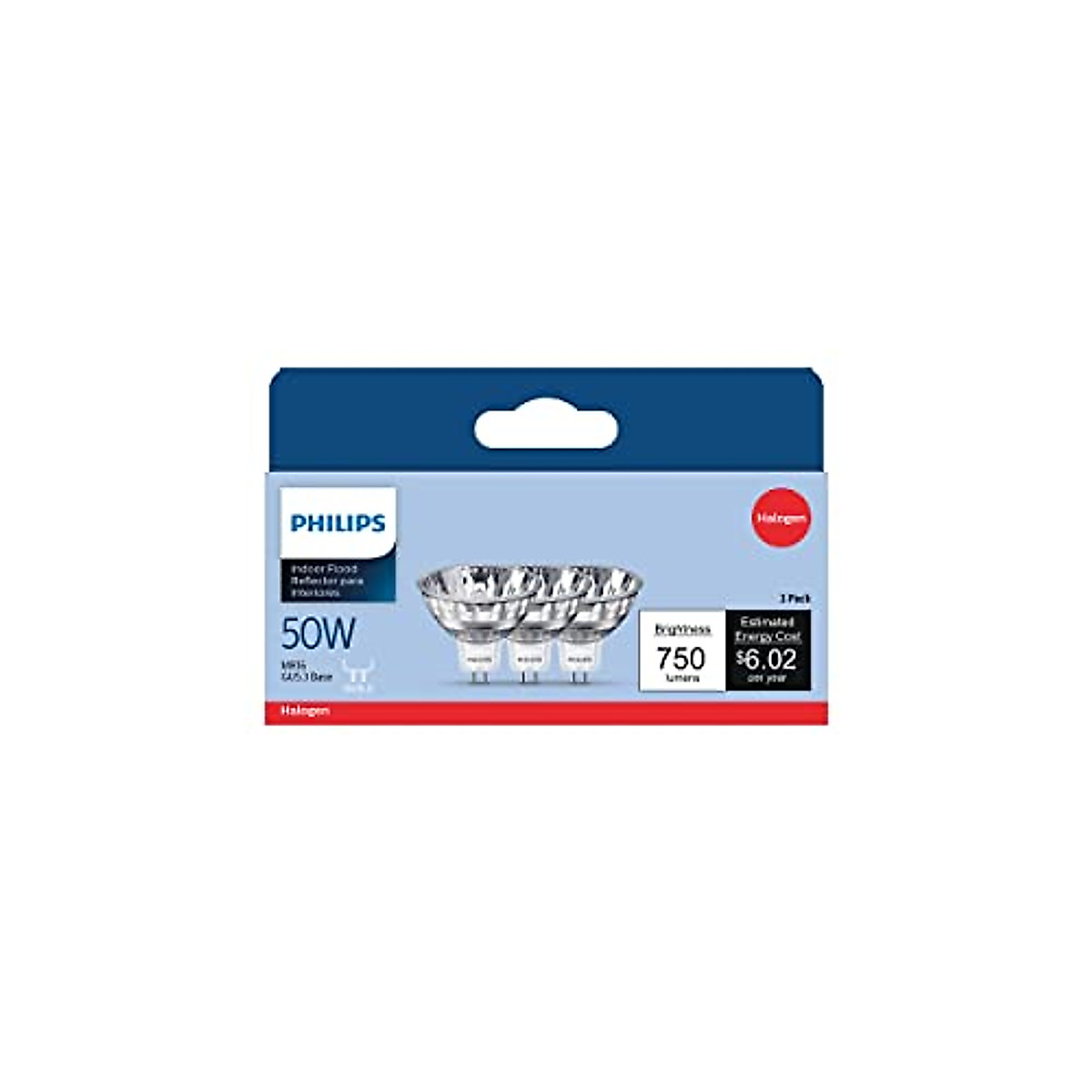 PHILIPS LED 50 Watt MR16 Reflector Light Bulb, GU5.3 Base 120 Bolts, 6-Pack