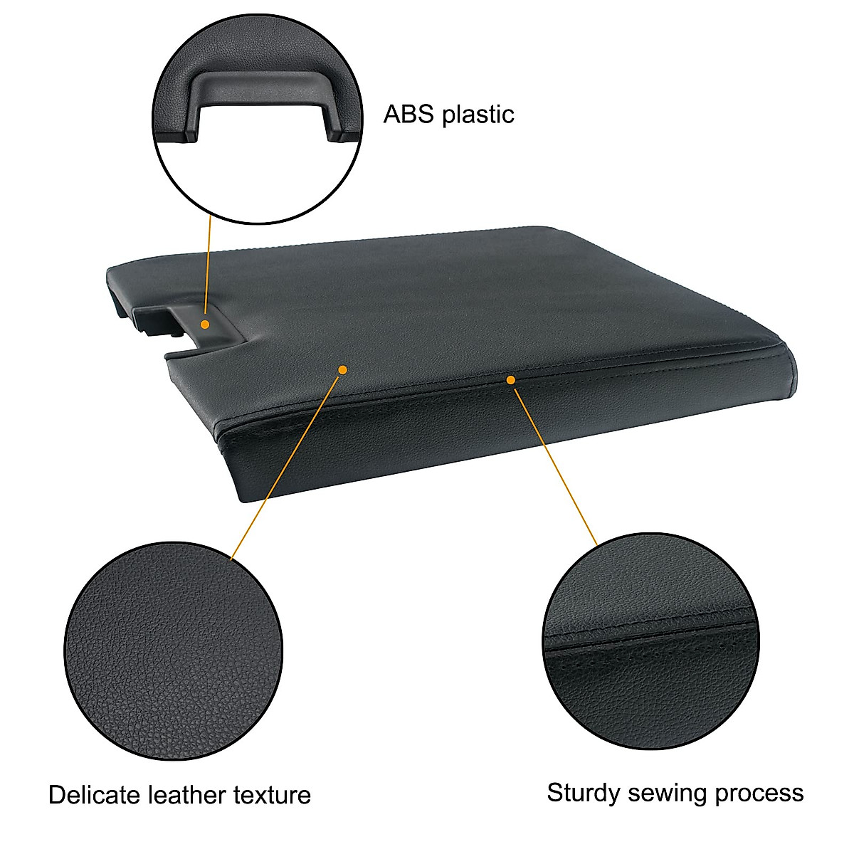 NHILES Center Console Lid Kit with Latch Compatible with 2007-2013 Chevy Tahoe/Avalanche/ 2008-2014 Silverado/GMC Yukon(XL)/Sierra 1500/2500/3500 center console cover replace #20864151（Black）