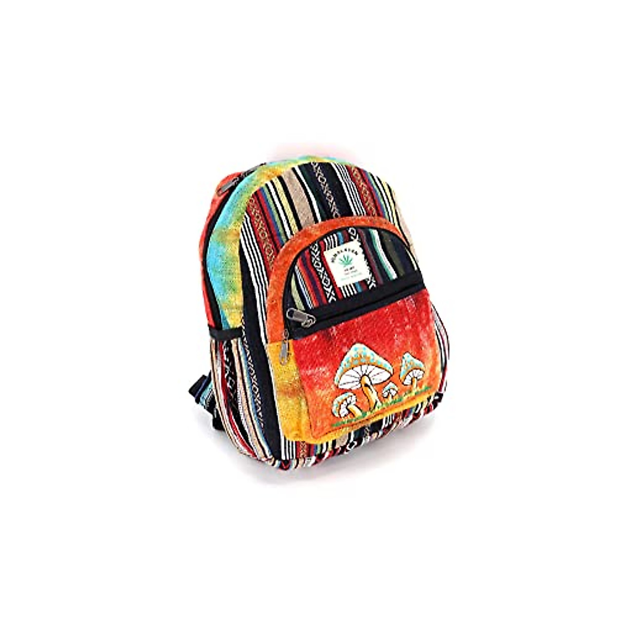 Himalaya Handmade Unique design Himalaya Hemp Backpack Small Backpack Hippie Backpack Festival Backpack Hiking & Tablet Backpack FAIR TRADE Handmade with Love, Rainbow, HBBH-0150