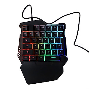 Zunate One Handed Gaming Keyboard, RGB Backlit 35 Keys Portable Mini Gaming Keypad, USB Wired Single Hand Ergonomic Keyboard for Game
