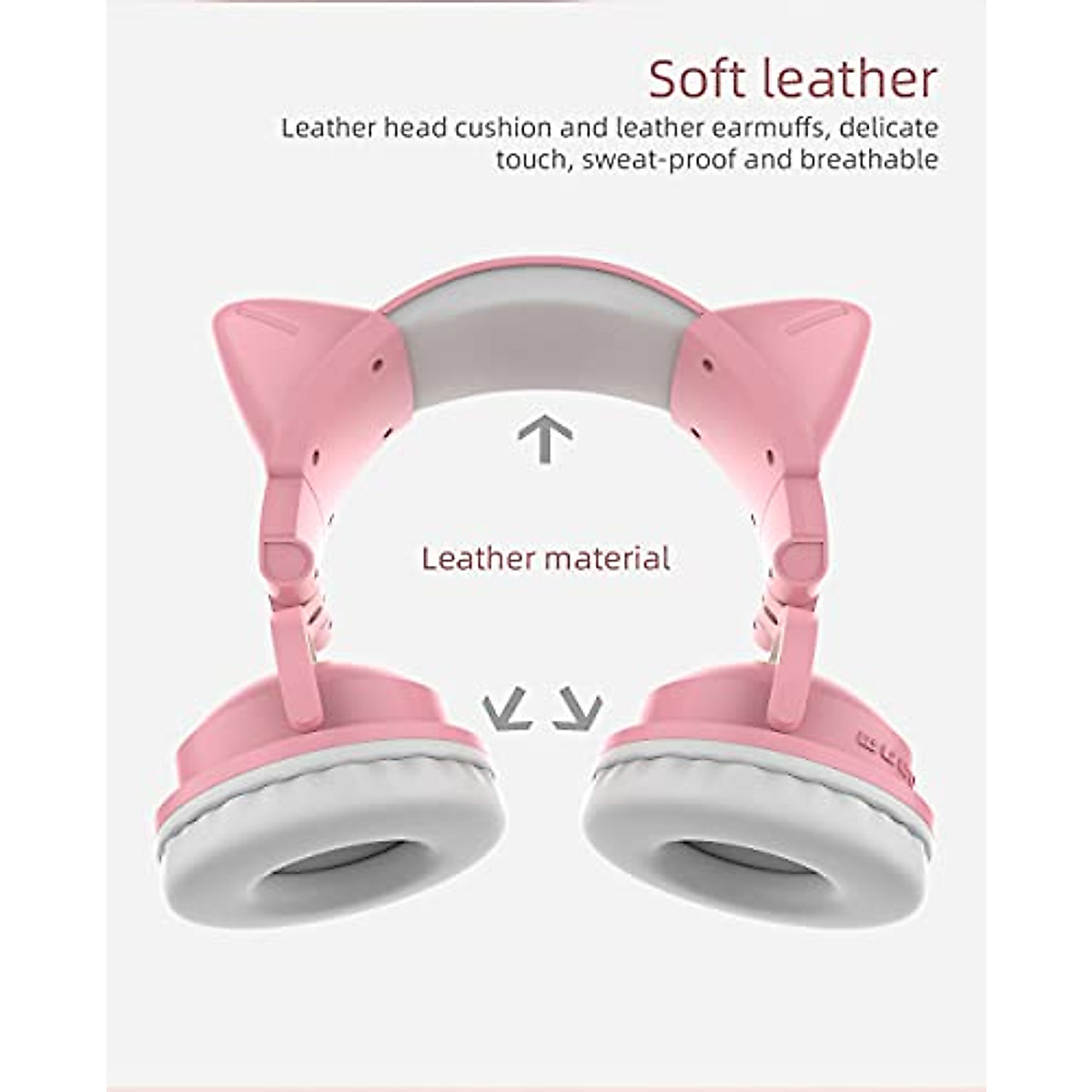 kuayang Wireless Cat Ear Headphones (7 Color Changing) with & 3.5mm Jack, Gaming Pro, Bluetooth&Wired Connection (Pink)