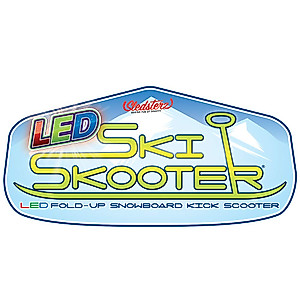 Geospace Original Winter Fun Ski Skooter Sled with Single LED Light: Fold-up Portable Snowboard Kick-Scooter Sled for Use on Snow (PURPLE)