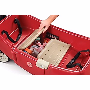 Step2 All Around Wagon For Kids – Comfortable, Durable Wagon with Whisper Wheels, Contoured Seats, Seat Belts, Cup and Snack Holders, Storage – Foldable Handle – Wagon Makes Great Stroller Alternative