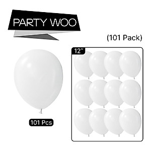 PartyWoo Pearl White Balloons 101 pcs 12 Inch White Balloons Pearl Balloons for White Pearl Balloons Engagement Party Wedding Bridal Baby Shower Birthday Graduation White Party Decorations White-Z30