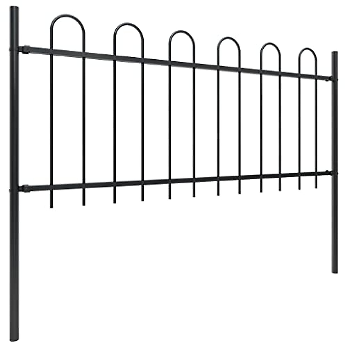 Garden Fence,Decorative Garden Fence, Security Palisade Fence,Practical Barrier Wall,Landscape Boundary Fence,Fencing for Yard,with Hoop Top,Steel 22.3' Black