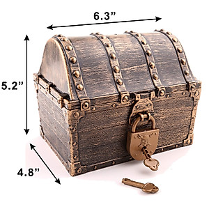 Lingway Toys Kids Pirate Treasure Chest Teacher's Favorite Treasures Collection Storage Box with 2 Sets of Locks and Keys Only(Vintage Bronze Coating,6.3"X4.8"X5.2")