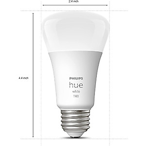 Philips Hue White A19 Medium Lumen Smart Bulb, 1100 Lumens, Bluetooth & Zigbee Compatible (Hue Hub Optional), Works with Alexa & Google Assistant, A Certified for Humans Device, 1 Bulb