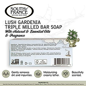 Lush Gardenia Clean Bar Soap by South of France Clean Body Care | Triple-Milled French Soap with Organic Shea Butter + Essential Oils | Vegan, Non-GMO Body Soap | 6 oz Bar – 4 Pack