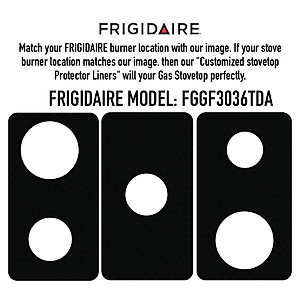 Premium Plus Stove Protectors for Frigidaire Gas Range Model FGGF3036TDA, Custom Cut, Easy to Clean Stove Liner, Made in the USA.