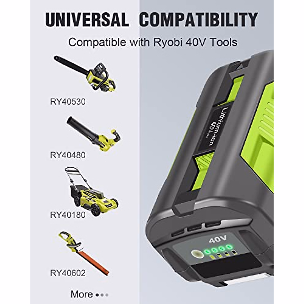 COOMYXIN 6.0Ah 40V Battery Replacement for Ryobi 40V Battery OP4040 OP4026 OP4030 OP4050 OP4060A，Compatible with Ryobi 40-Volt Battery Power Tools