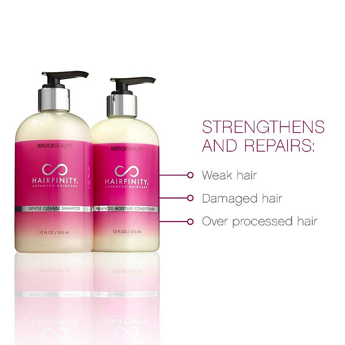 Hairfinity Cleanse and Condition Kit - Shampoo & Conditioner Set - Sulfate & Silicone Free - Best for Damaged, Dry, Curly & Frizzy Hair - Thickening for Fine/Thin Hair Safe for Color & Keratin Treated
