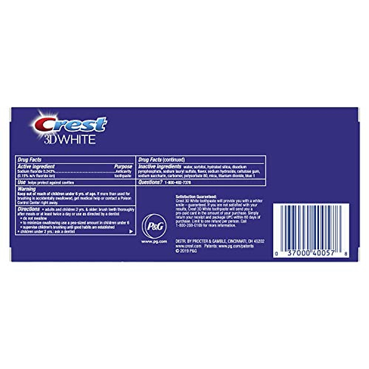 Crest 3d White Fluoride Anticavity Toothpaste Arctic Fresh Value Ea , 4.1 Ounce (2-Pack)