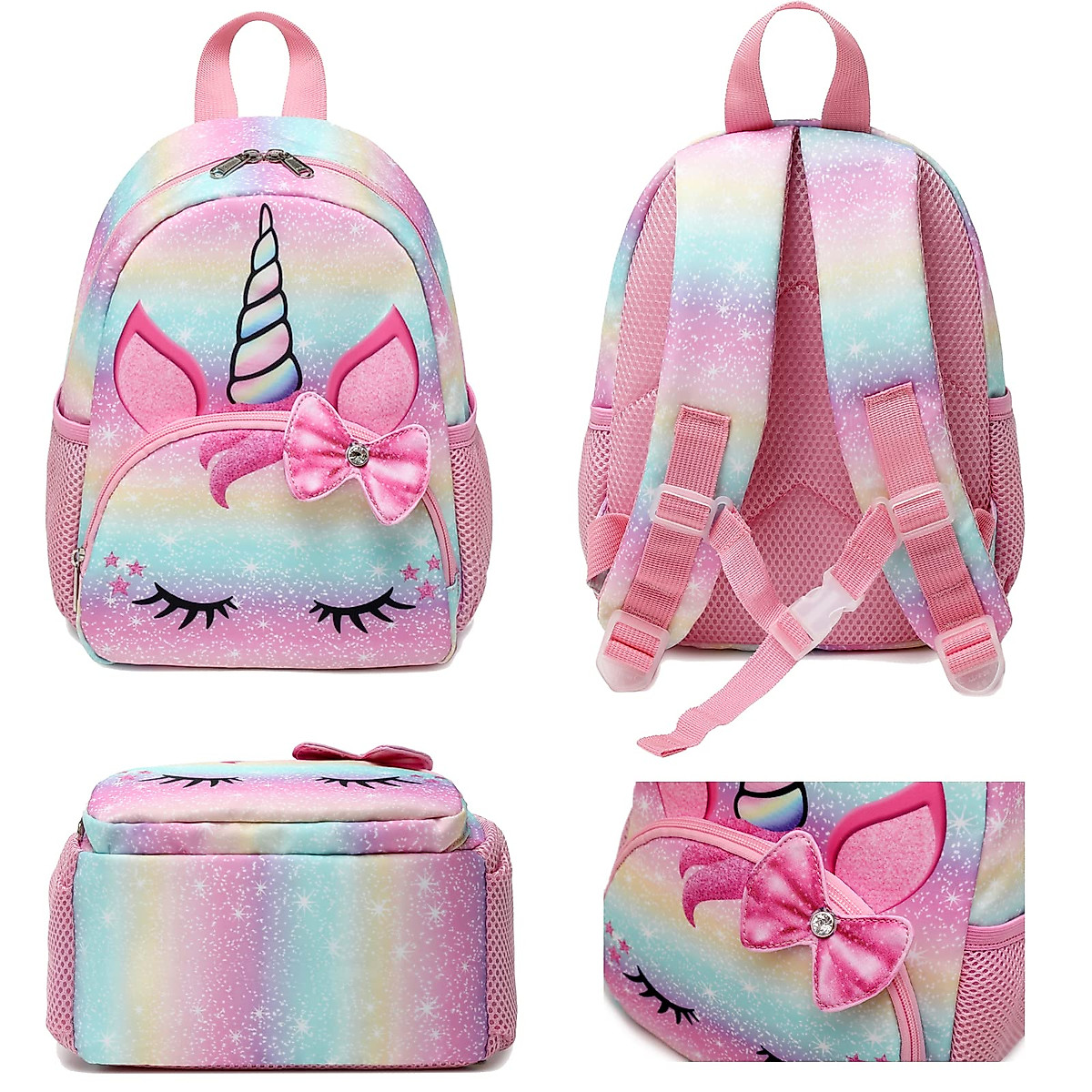 OctSky Unicorn Toddler Backpack Girls Mini Backpack for Kids, Lightweight Preschool Backpack for Kindergarten Little Girls Bookbag With Chest Strap Mini