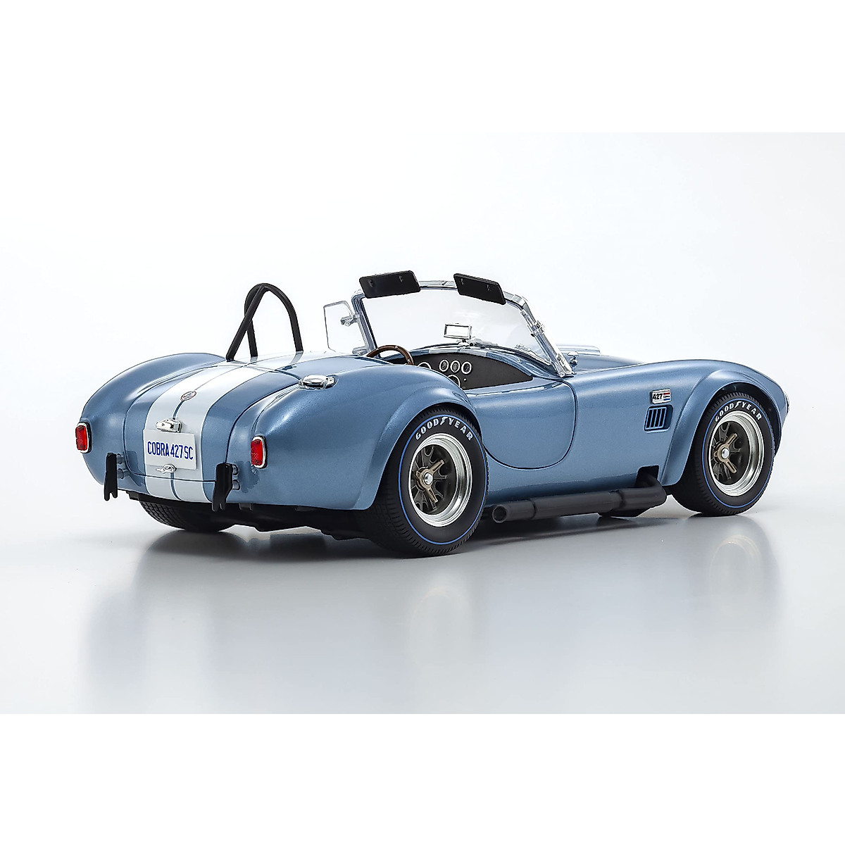 Shelby Cobra 427 S/C Sapphire Blue Metallic with White Stripes 1/18 Diecast Model Car by Kyosho 08047 SBL