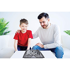 Lexibook Chessman® Elite Interactive Electronic Chess Game +, 64 Levels of Difficulty, LEDs, Family Child Board Game, Black/White, CG1300US