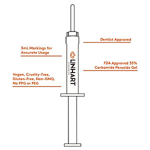 LINHART Teeth Whitening Kit with LED Light - Tooth Whitener Gel, Dental Whitening Gel Syringes with 35% Carbamide Peroxide and 16-Led Whitening Light - No Sensitivity, Whitens Teeth