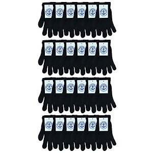 Yacht & Smith Wholesale Bulk Winter Gloves For Men Woman, Bulk Pack Warm Winter Thermal Gloves (24 Pairs Black)