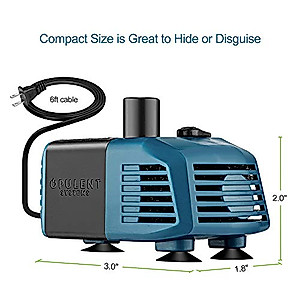 OPULENT SYSTEMS 100GPH 5W Submersible Pump (375L/H) Ultra Quiet Water Pump for Fish Tank, Pond, Aquarium, Statuary and Hydroponics