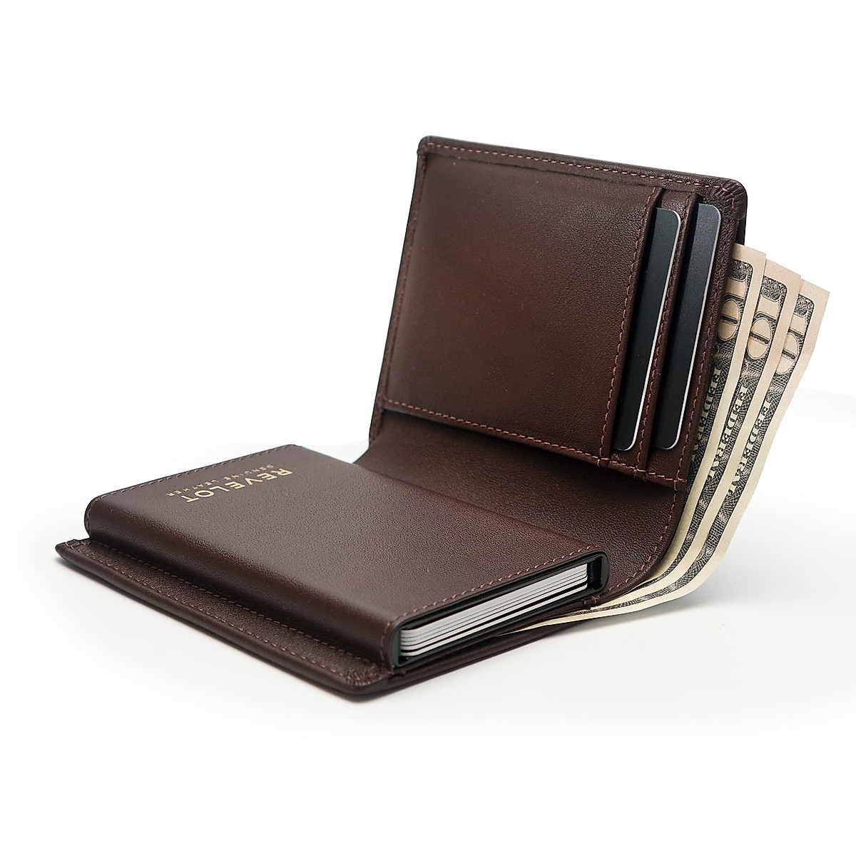 Revelot Cardholder Wallet/Genuine Leather with RFID Blocking / W1 (Coffee Nappa)