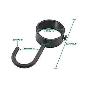 Ulifestar Stainless Steel Closet Rod Hooks, Heavy Duty Utility Hooks for Hanging Pots,Pans,Mugs,Towels,Oven Mitts,Adjustable J Typed Kitchen Hooks Fit for 32mm Rod 5 Pack Black