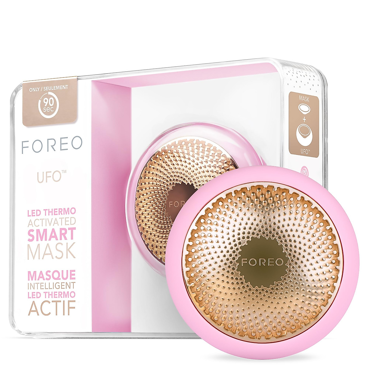 FOREO UFO Face Mask Treatment, Full LED Spectrum & Red Light Therapy For Face, Warming, Face Moisturizer, Dark Spot & Acne Scar Treatment For Face, Anti Aging, Nourishing, Pearl Pink