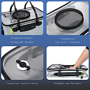 WHCDSTGJ Transparent Lid Fishing Bucket, Portable Foldable Fishing Bucket, Live Bait Bucket with Aeration Hole, for Bait Bucket, Live Fish Bucket, Live Bait Storage.4/6/8 gallons (8 gallons)