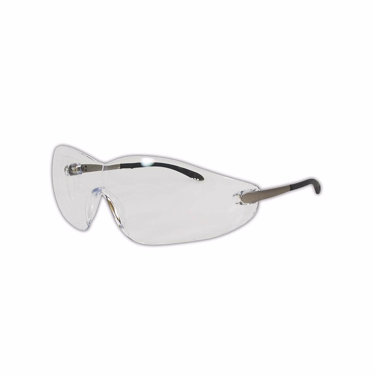 MCR Safety Glasses Blackjack S2110AF Chrome Metal Temple, Clear Lens with UV & Anti-Fog Coating, 1 Pair