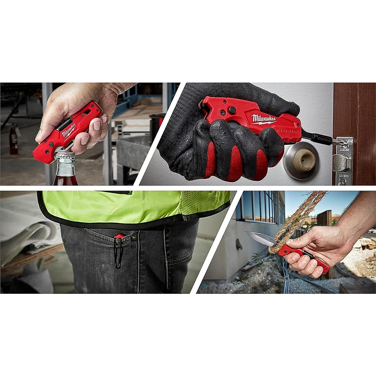 Milwaukee FASTBACK Folding Utility Knife w/Blade Multifunctionality, Red-black