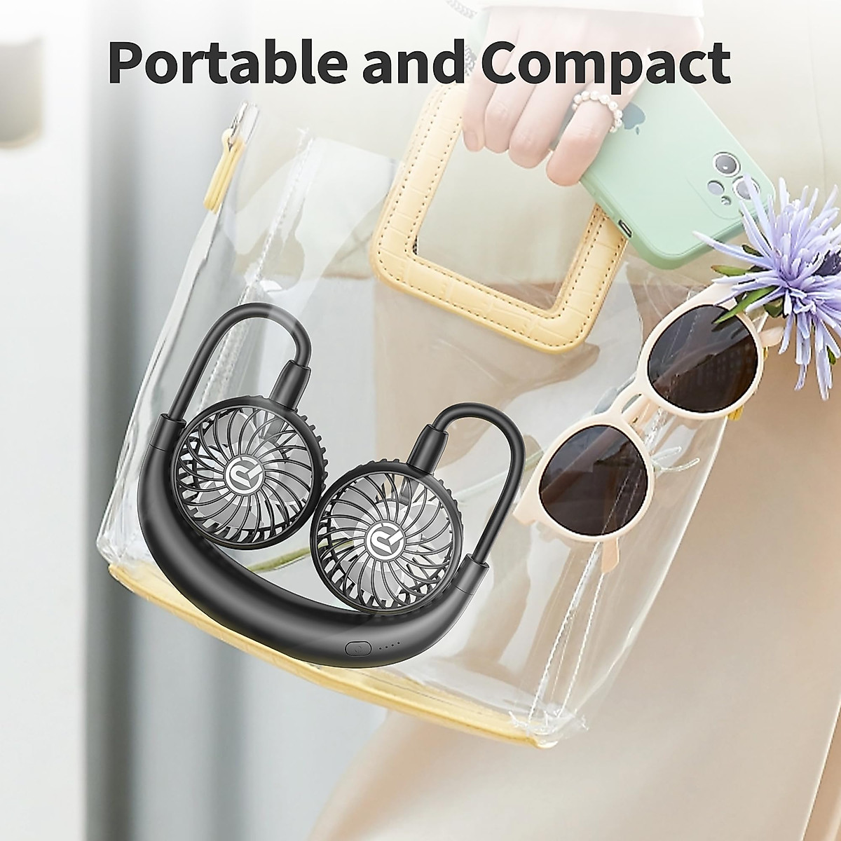 PANERGY Portable Neck Fan Rechargeable Hand Free Personal Fan Mini Wearable Fan Battery Operated USB Fan for Women Kids Sport Work Travel