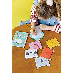 Petit Collage DIY Arts and Crafts Kit, Stationery Design – Craft Kit for Kids Includes 12 Animal Notecards, 1 Blank Journal, 2 Sticker Sheets, 4 Colored Double-Sided Pencils & Instructions