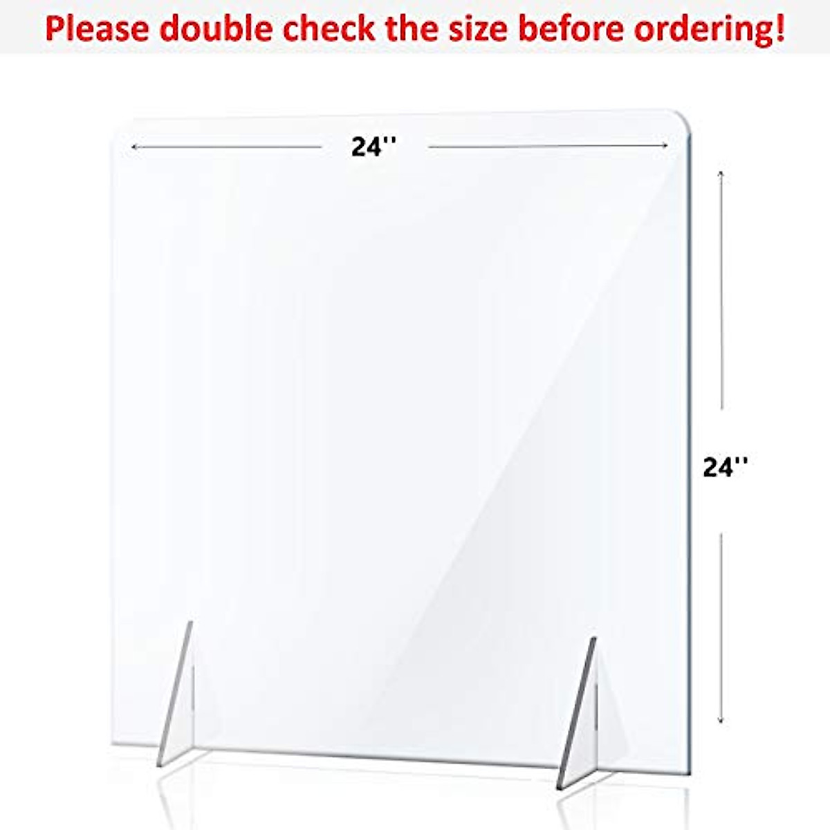 VARWANEO No Opening Sneeze Guard Panel for Counter and Desk, No Cutout Protective Plexiglass Shield, No Hole for Business, Office, School (24" W x 24" H)