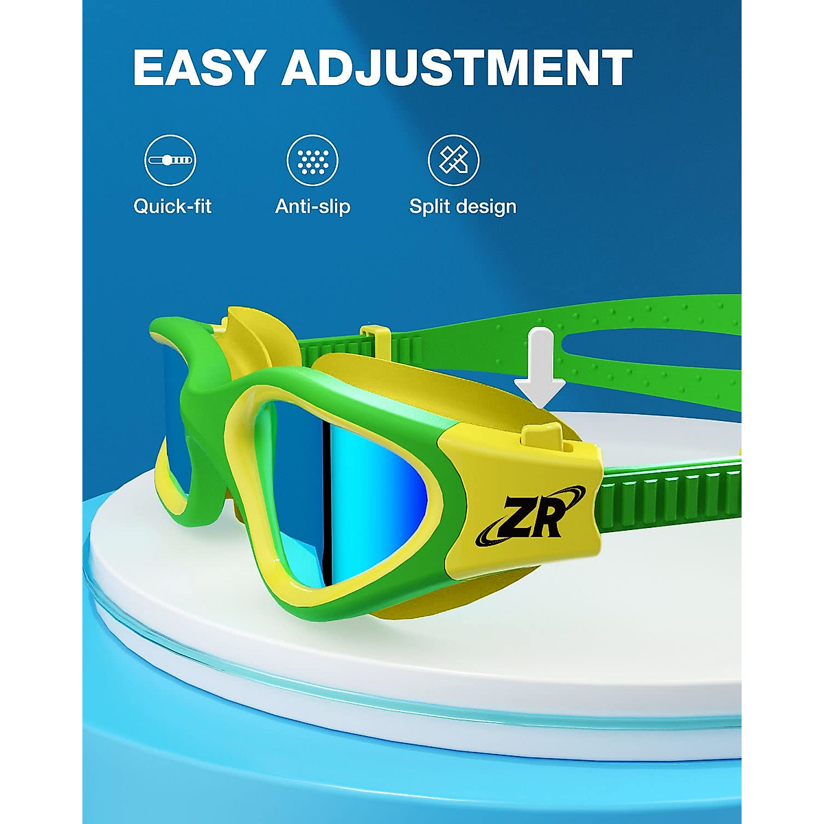 ZIONOR Kids Swim Goggles, G1MINI Polarized Swimming Goggles Comfort for Age 6-14, UV Protection Anti-Fog Adjustable Strap Fit for Child Boys Girls (Gold Lens)