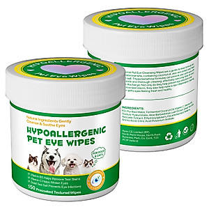 ZIXAOK Dog Eye Wipes for Dogs and Cats - Hypoallergenic Tear Stain Remover Wipes - Gentle Eye Wipes for Dogs with Coconut Oil for Discharge and Crust - 150 Count