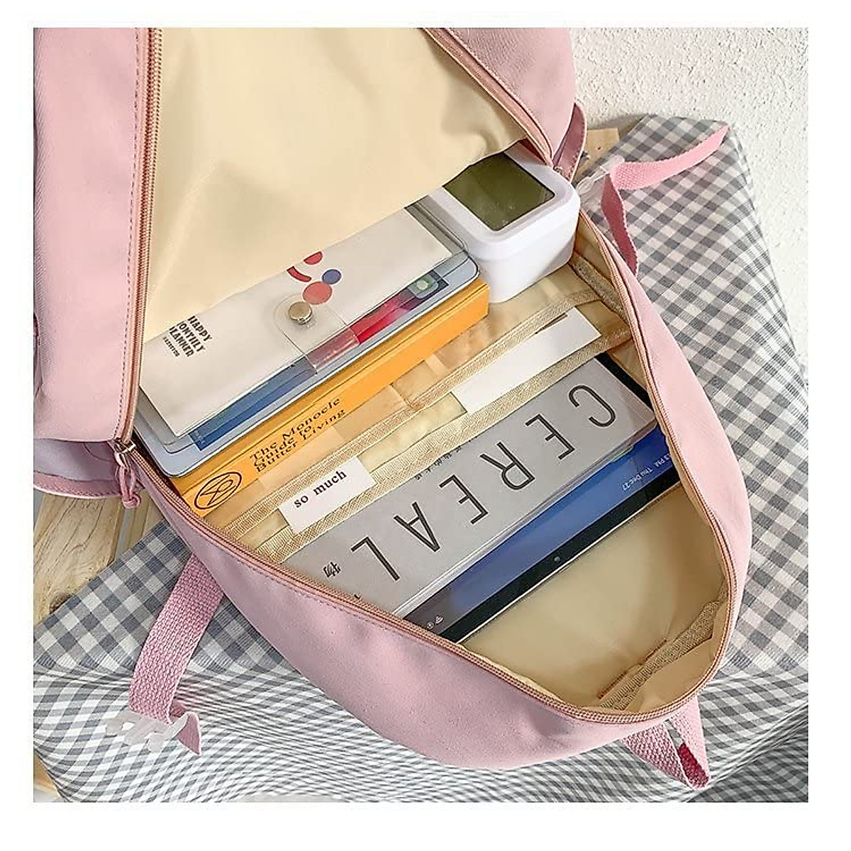 CHERSE School Backpack for Teen Girls Back to School Aesthetic Cute Adorable Lovely with Pin and Cute Accessory (Blue)