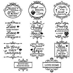 Whaline 11 Sheets Vintage Word Rub on Transfers for Furniture and Crafts Black Warm Letters Rub on Transfer Furniture Stickers Decals for School Home Office DIY Art Craft Decor, 5.5 x 5.5 Inch